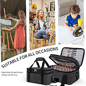 ALTLLEN Acrylic Paint Organizer Paint Brush Holder Art Storage Case for Acrylic Paint Carry Case Craft Paint Storage Paint Containers with Lids Art/Craft Supplies Storage Tote Bag