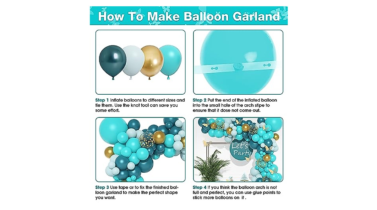 Teal Balloons Garland Arch Kit - 148Pcs for Any Party