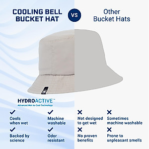 MISSION Cooling Bell Bucket Hat, Khaki - Unisex Hat for Men & Women - Lightweight, Foldable & Durable - Cools Up to 2 Hours - UPF 50 Sun Protection - Machine Washable