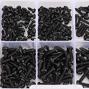 Self Tapping Screws, 400Pcs Black Stainless Steel M2/M2.6 Cross Pan Head Self Tapping Screws Set Assortment Kit