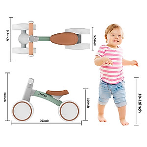 SEREED Baby Balance Bike for 1-2 Year Olds - 4 Wheels, First Bike for Toddlers, Birthday Gift (Green)