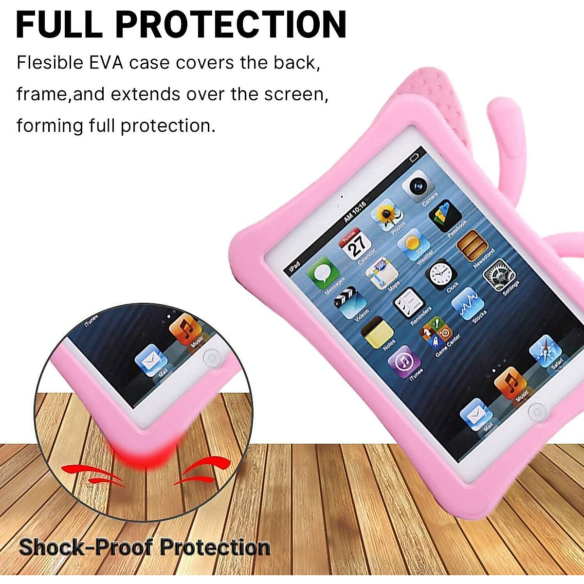 Feitenn iPad 8th Generation Case for Kids 10.2 inch 2020/2019, Shockproof Kickstand Butterfly Cover Non-Toxic EVA Foam Wings Kid-Proof Rugged Bumper Boy Girl Gift for iPad 7th 8th Gen 10.2'' - Pink