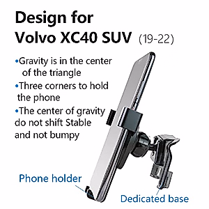 LUNQIN Car Phone Holder for 2019-2023 Volvo XC40 SUV Auto Accessories Navigation Bracket Interior Decoration Mobile Cell Phone Mount