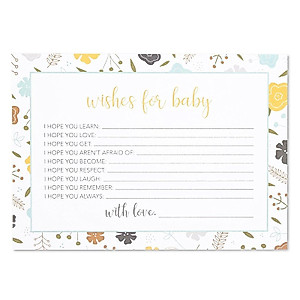 50 Sheets Baby Shower Well Wishes Party Games - for Boy or Girl Unisex Gender Neutral - for 50 Guest Activities Supplies - 5 x 7 Inches