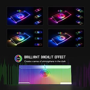 SELORSS Acrylic Computer Keyboard Holder,366 Kinds RGB Compact Keyboard Tray,Gaming Keyboard USB Interface Titled Keyboard Stand Ergonomic Typing,Clear Keyboard Riser for Office Desk,PC,Gaming.