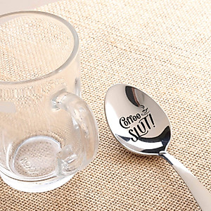 THE BASH AFFAIR Birthday Gifts For Women - Funny Coffee Lover Gift For Grandpa | Funny Birthday Christmas Gift Ideas For Friends Sister Aunt | Coffee Slut Spoon Gift - 7 Inch