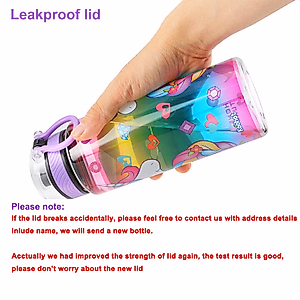 Cute Water Bottle for School Kids Girls, BPA FREE Tritan & Leak Proof & Easy Clean & Carry Handle, 23oz/ 680ml - Unicorn