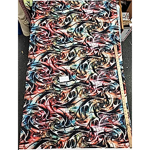 Levi Textiles, INC. Stretch Imitation Silk Chiffon Spandex Digital Print - 4 Way Stretch - 90/10 Stretch- 58/60" - Sold BTY (Ghost Waves)