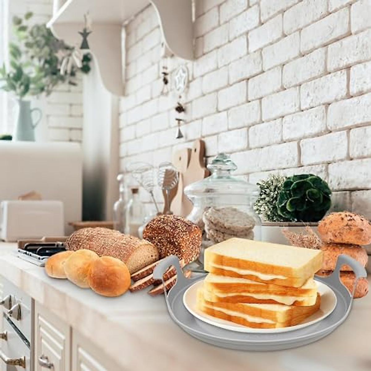 2 Pack Microwave cool plate and spillover caddy with handles. For bowls, plates and microwave meals. BPA free