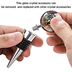 Soleebee 3 Pack Decorative Wine Stoppers, Wine Bottle Stopper with Beautiful Art Glass, Reusable Beverage Bottle Stoppers for Bar, Gifts, Holiday Party, Kitchen Decor (Tree of Life)