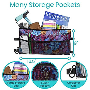 Vive Walker Bag - Accessories Wheelchair Basket Pouch (Water Resistant) - Seniors Caddy Accessory Attachment for Folding, Rolling Walkers - Carry Storage Carrier Tote - Lightweight, Universal Size