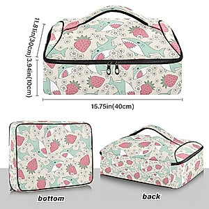 Kcldeci Insulated Thermal Food Carrier Insulated Casserole Carrier for Hot or Cold Food,Shark Strawberry Hawaii Insulated Tote Bag for Potluck Cookouts Parties Picnic,Lasagna Lugger