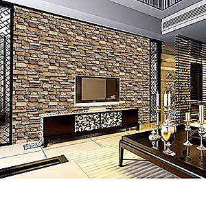 Yancorp 10ft Peel and Stick Wallpaper Stone Brick Contact Paper Waterproof Wall Paper Self-Adhesive Backsplash Decorative Wallpaper Wall Covering