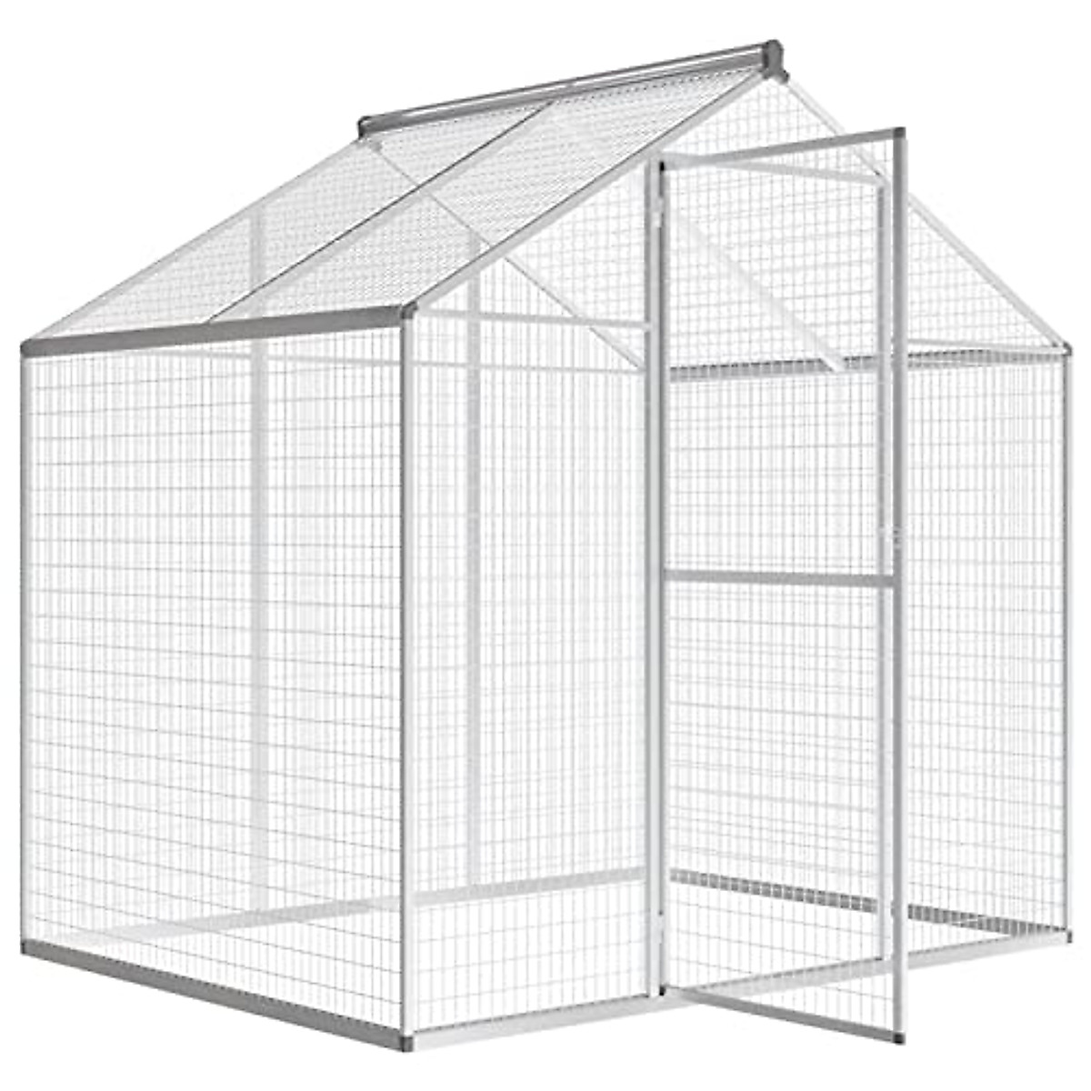 Festnight Outdoor Aluminum Bird Cage Large Parrot Cockatiel Macare Finch Walk in Aviary Heavy Duty Wire Mesh Flight Protect 70.1 x 48 x 76.4 Inches (L x W x H)