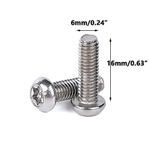 M6x16mm Stainless Steel Button Head Torx Security Anti Theft Screws（20Pcs）