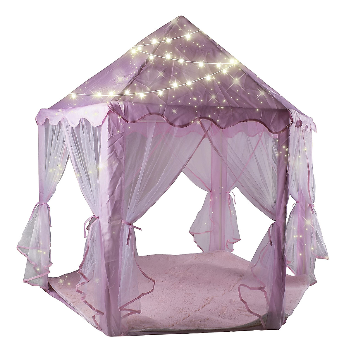 BIG BADA BOOM Princess Play Tent for Girls – Large 55” x 53”, Durable 230T Princess Castle with Replacement Poles + Bonus LED 20 Star String Light – Playhouses for Kids Indoor 3 Year Old Girl Toys