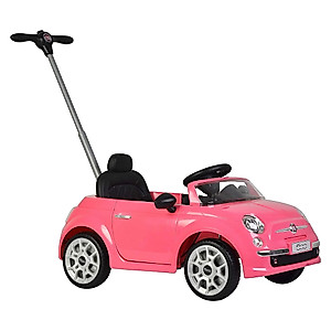 Best Ride On Cars 2-in-1 Fiat 500 Baby Toddler Toy Push Vehicle Car Stroller with 40 Pound Capacity and Lights for Children Ages 1 to 3 Years, Pink