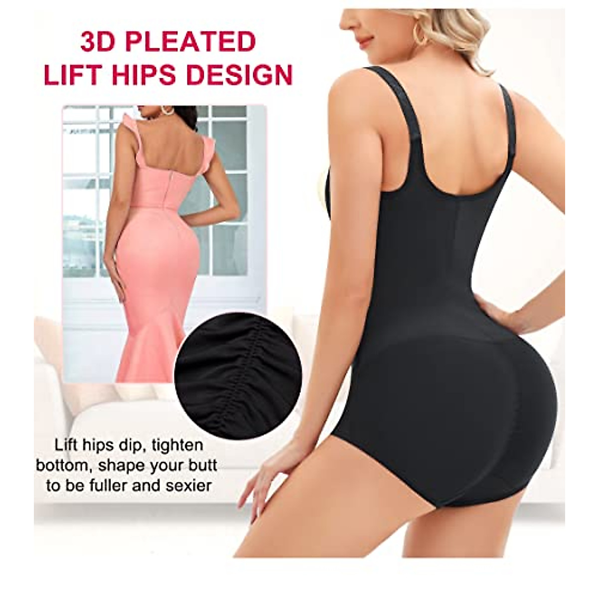 Gotoly Women Waist Trainer Bodysuit Tummy Control Corset Full Body Shaper Cincher Tank Top with Adjustable Straps (Medium, Black)