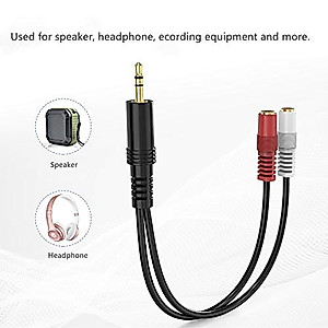 3.5mm Stereo to Dual Mono Cable, 2 Pack 6inch 1/8" TRS Male to 2 TS Mono Female Adapter Gold-Plated Connector Audio Y Splitter Cord for Headphone, Speaker