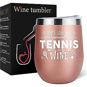 Tennis Gifts, Tennis Gifts Women/Men, Tennis Gift Unique, Gifts for A Tennis Lover, Tennis Gifts for Girls, Tennis Gifts for Women Funny, Funny Tennis Player Themed Wine Tumbler Gifts 12oz