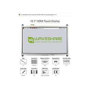 waveshare 10.1inch Resistive Touch Screen LCD Compatible with Raspberry Pi 4B/3B+/3A+/2B/B+/A+/Zero/Zero W/WH/Zero 2W CM3+/4 1024×600 Resolution HDMI IPS Supports Windows