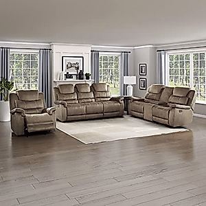 Lexicon Saffold Power Double Reclining Sofa, Brown