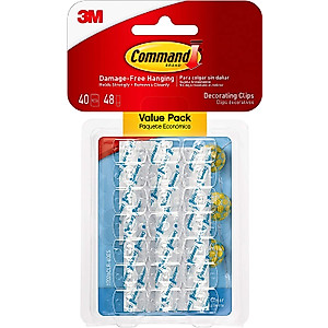 Command Clear Hooks Small - 80 Indoor Mini Plastic String Light Clips for Wall, Christmas, Cable, Wire and Hanging with 96 Adhesive Strips and Wholesalehome Black Hook Torpedo Level