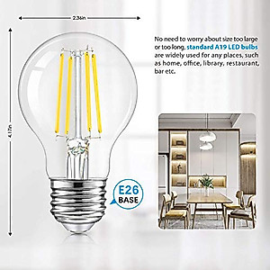 TOBUSA LED A19 Dimmable Light Bulbs 100W Equivalent, Vintage E26 Edison Bulbs 8W 1200LM, 5000K Daylight White, Clear Antique LED Filament Bulb for Home, Bathroom, 6-Pack