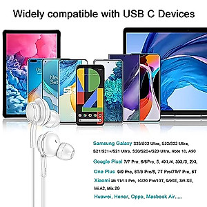 USB C Headphones for iPhone 15 Pro 15 Plus USB Type C Wired Earbuds Noise Canceling in-Ear Earphones with Microphone for iPad Pro Samsung Galaxy S23 S22 Ultra Z Flip 5 Pixel 5 4a 3a Oneplus, 2 Pack