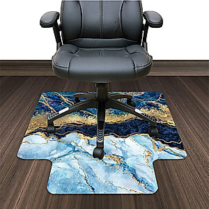 DUNHUANG Gaming Chair Mat, Marble-Texture Background Pattern Blue, Office Chair Mat for Carpet & Hardwood Floors, Pro-tect Your Home or Office Floors, 36" x 48"