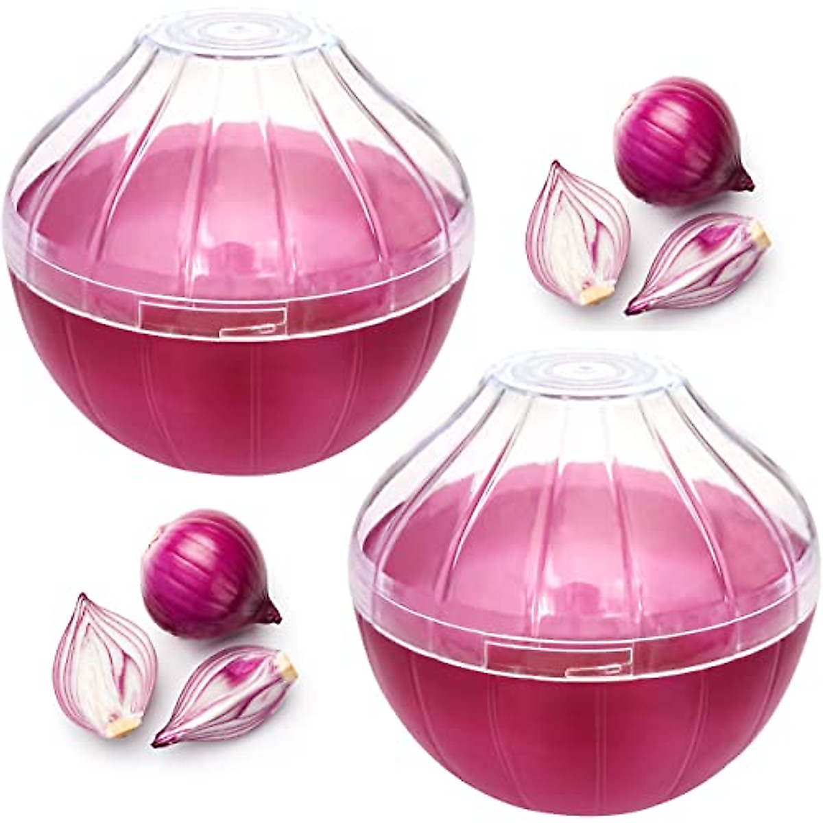 ZTFORUS Onion Keeper Set, 2 Pack Reusable Refrigerator Onion Saver Container with Clear Lid Onion Organizer Holder for Leftover Onion