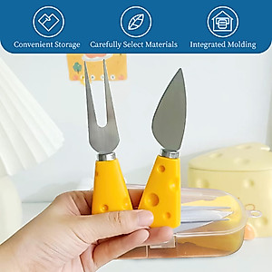 YJNSFT 4-Piece Cheese Knife Set, Stainless Steel Cheese Utensils Set, Spreader Knives and Butter Knife Fork, Cheese Board Accessories, Premium Knife Gift