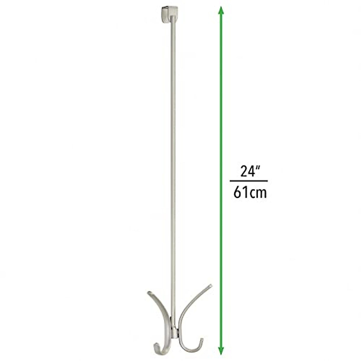 mDesign Modern Metal Long Easy Reach Over-the-Door 4 Prong Metal Storage Organizer Hook; Hang Jackets, Coats, Hoodies, Clothing, Hats, Scarves, Purses, Leashes, Robes, Towels, 24" Tall, 2 Pack - Satin