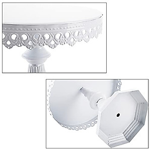 YOUEON Set of 3 White Metal Cake Stands Set, 8/10/12 Inch Round Metal Cupcake Display Stands Dessert Display Stand for Weddings, Birthday, Parties, White, Octangular Pedestal