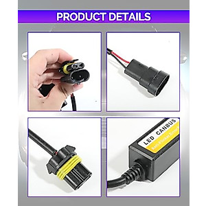 RACOONA LED Headlight Decoder, H13/9008 H1/H3 H11/H8/H9 9006/HB4/9012 Warning Error Decoder Canceller Capacitors Resistor,Car Accessories Anti Flicker Harness for LED Headlight Systems (9006/HB4/9012)
