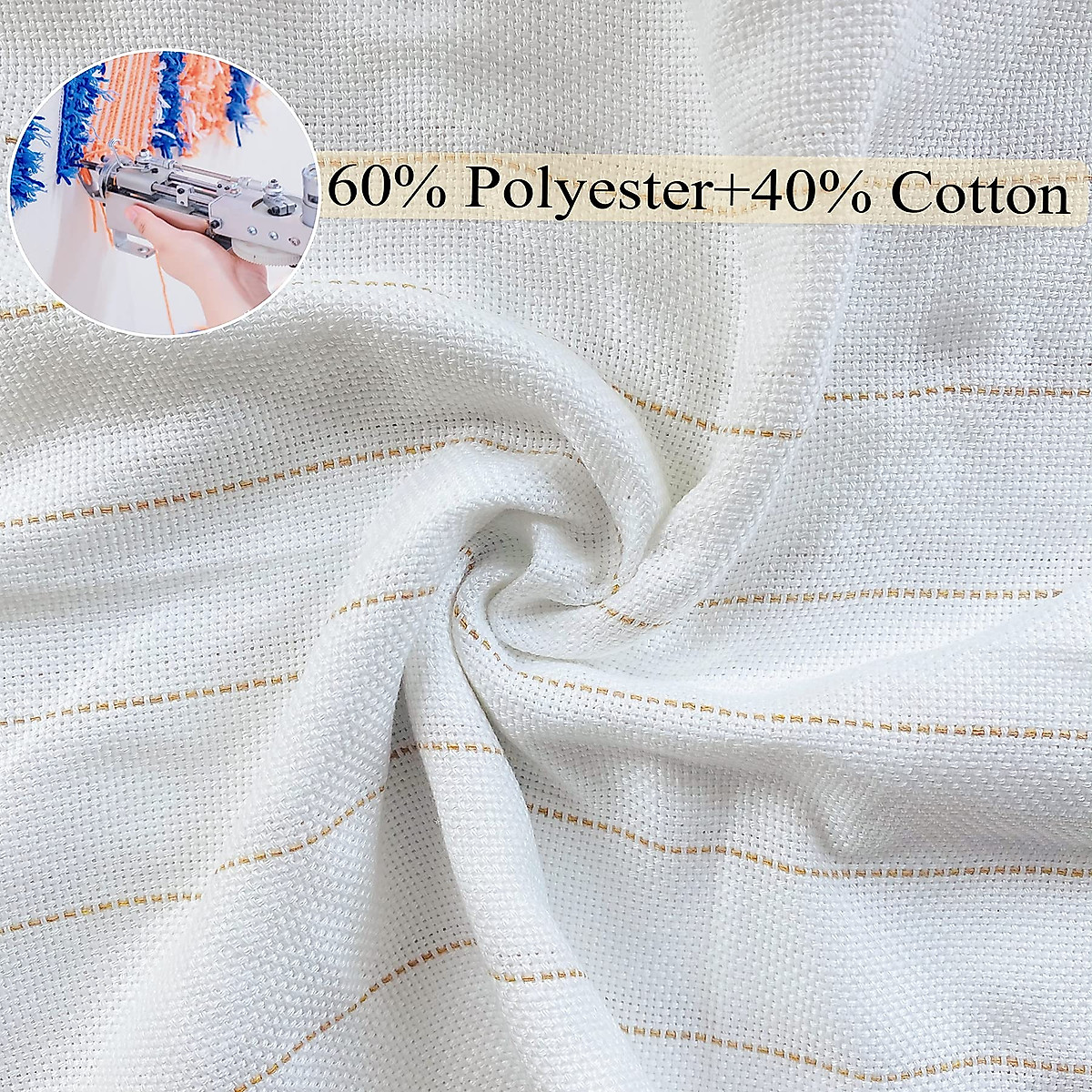 197in Large Primary Tufting Cloth with Marked Lines, Monks Cloth Punch Needle Fabric for Tufting Gun Rug Punch