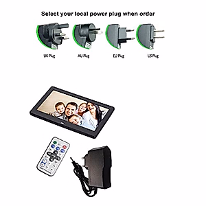 10 Inch Screen LED Backlight HD 1024 * 600 Digital Photo Frame Electronic Album Picture Music Movie Full Function Good Gift (Color : Black 4GB, Size : UK Plug)