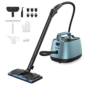 Aspiron Steamer with 21 Accessories, Portable Multipurpose Steam Cleaner for Car 5 Mins Heating with 1.5L Tank, Heavy Duty Steam Cleaner Carpet and Upholstery, Floors, Tiles, Car
