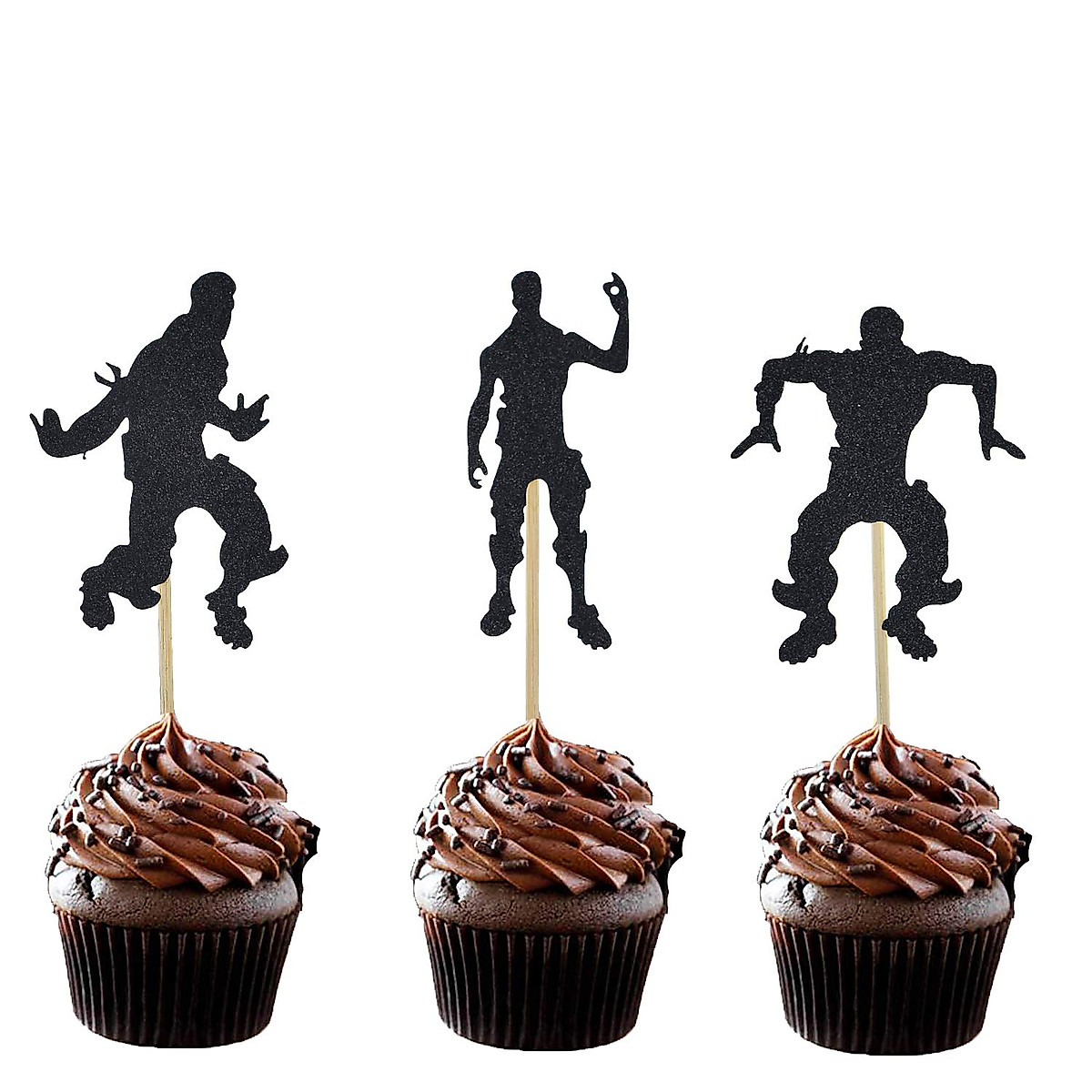 36 Pcs Glitter Black Video Game Cupcake Toppers Dance Cupcake toppers for Gaming Themed Birthday Cake Decoration Party Supplies