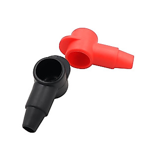 BESULEN 5/16" Stud Terminal Cover, 2 Pack Car Alternator Battery Stud Insulating Boots, Premium PVC Terminal Covers Protector for Power Junction Blocks, Car Accessories, 1 Red and 1 Black Pairs