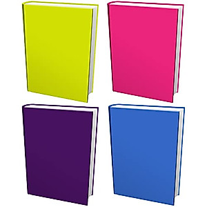 Easy Apply, Reusable Book Covers 4 Pk. Best Jumbo 9x11 Textbook Jackets for Back to School. Stretchable to Fit Most Large Hardcover Books. Perfect Fun, Washable Designs for Girls, Boys, Kids and Teens