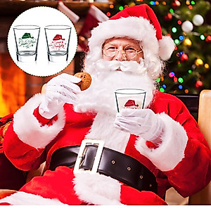 2 Pcs Shot Glasses Christmas Team Naughty and Team Nice Novelty Glass 2 oz Xmas Liquor Glass Green Red Christmas Hat Funny Heavy Glass for Holiday Celebrating Wedding Party Game Gift Supplies
