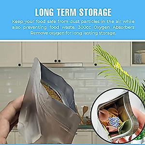 100Pack MTH Mylar Bag for Food Storage with 100 Oxygen Absorber & Labels, 5 Mil of Thickness Zipper Closure & Long Term Food Storage
