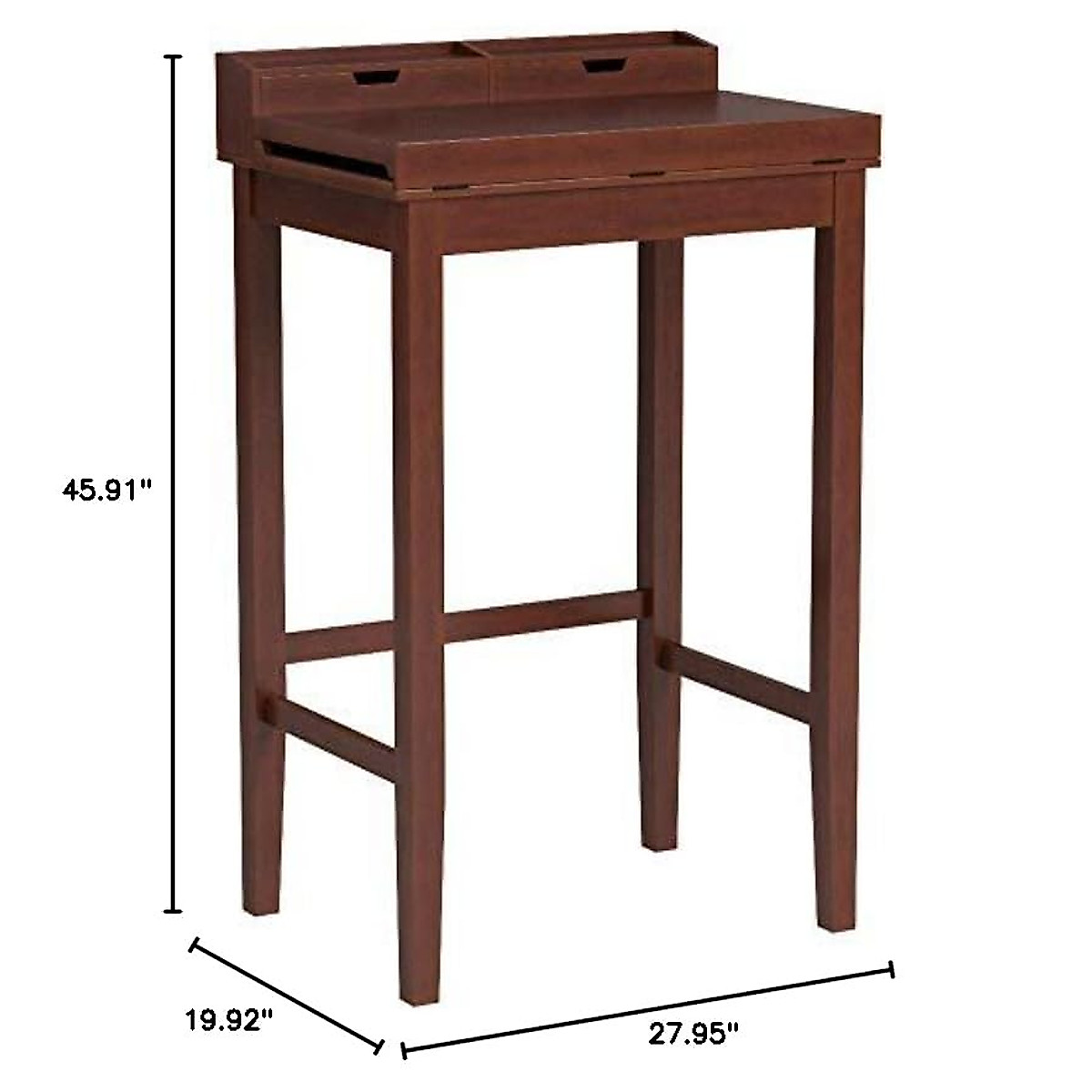 Winsome Brighton High Desk with 2-Drawer, Brown