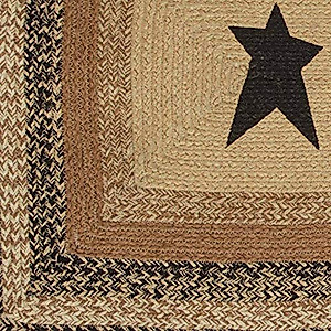 VHC Brands Kettle Grove Jute Stencil Star Rectangular Rug 24x36 Country Braided Flooring, Caramel Brown