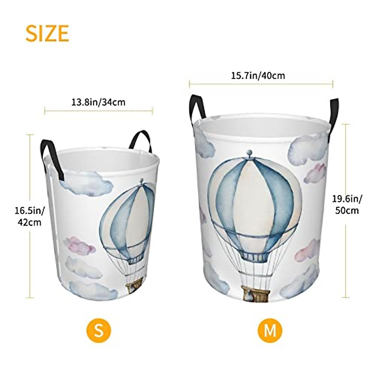 Gbuzozie Hot Air Balloon Round Laundry Hamper Storage Basket Toys Clothes Organizer Bin For Home Bathroom Bedroom Dorm Nursery, 38l