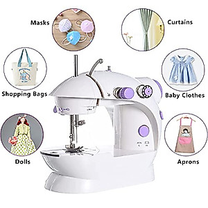 Jinyuan Mini Sewing Machine, Dual Speed Portable Sewing Machine for Beginner with Light, Sewing Kit for Kids, Household