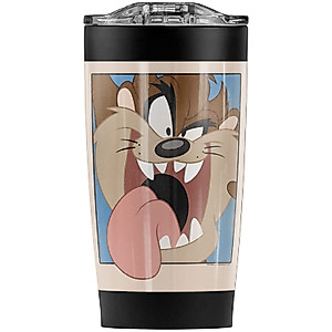 Logovision Looney Tunes Taz Closeup Stainless Steel Tumbler 20 oz Coffee Travel Mug/Cup, Vacuum Insulated & Double Wall with Leakproof Sliding Lid | Great for Hot Drinks and Cold Beverages