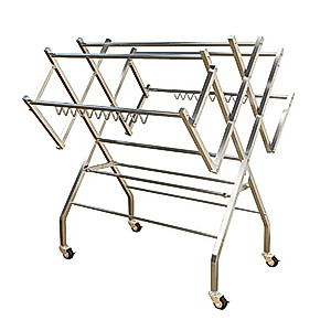 Colcolo Foldable Clothes Drying Rack, Indoor and Outdoor Clothes Hanger Drying Poles Movable Floor Drying Rack for Quilts Quilt Cover Shoes Towel, Style A