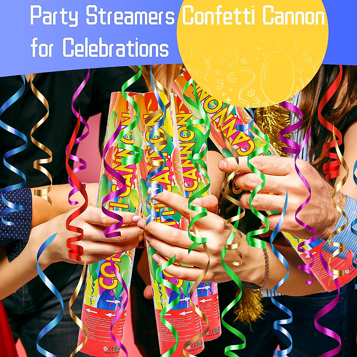 Confetti Poppers 12Pack Streamer Confetti Cannon 12inch Multicolor Confetti Party Poppers Foil Confetti Streamer Poppers Blaster for Wedding Birthday Graduation Party Christmas New Year Celebration